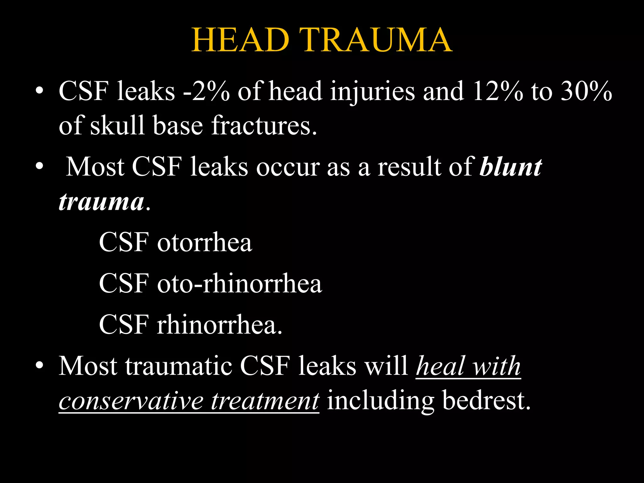 Cerebrospinal fluid rhinorrhea (CSF) | PPTX