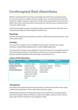 Cerebrospinal fluid rhinorrhoea | DOC | Ear, Nose and Throat Conditions ...