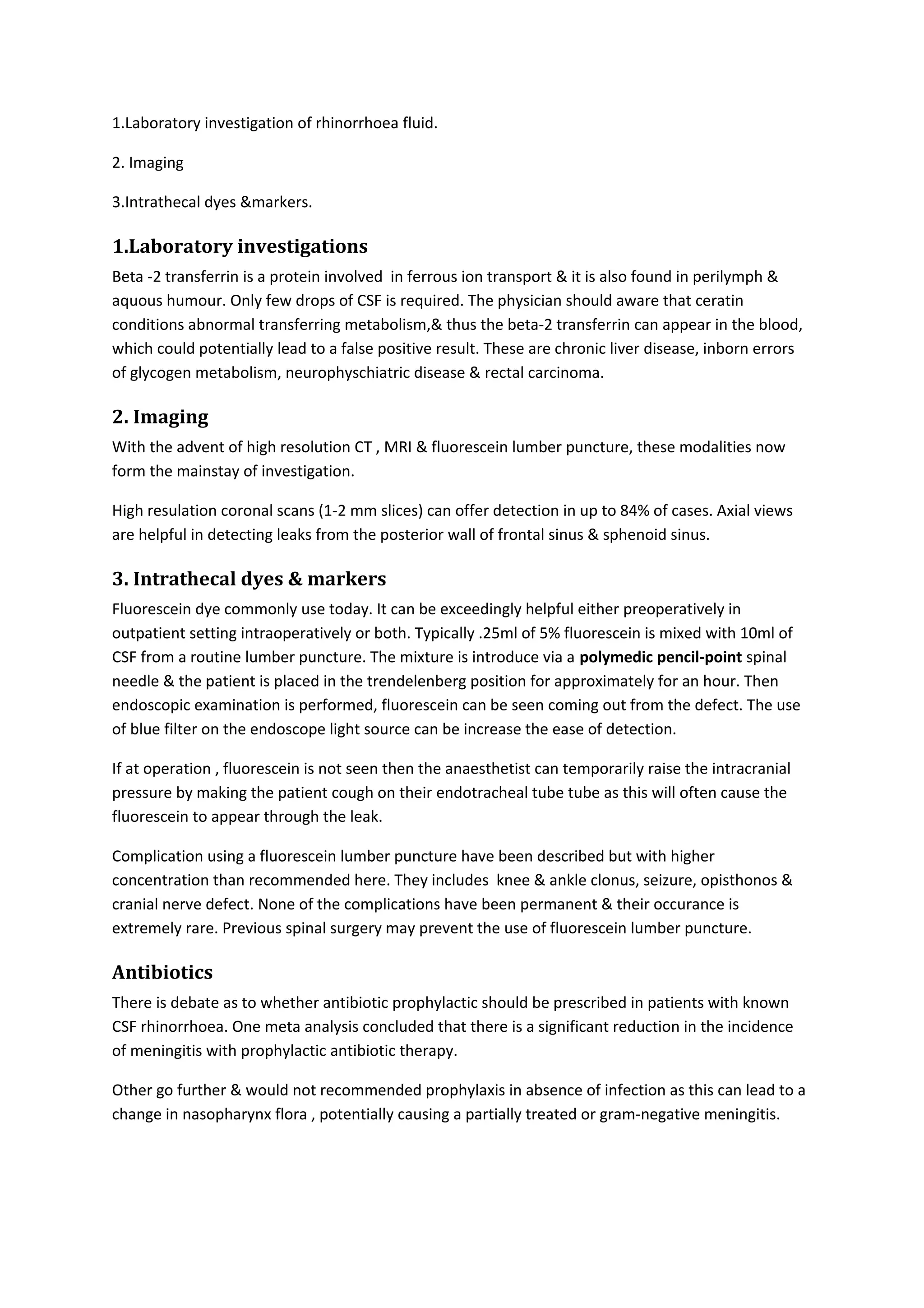 Cerebrospinal fluid rhinorrhoea | DOC