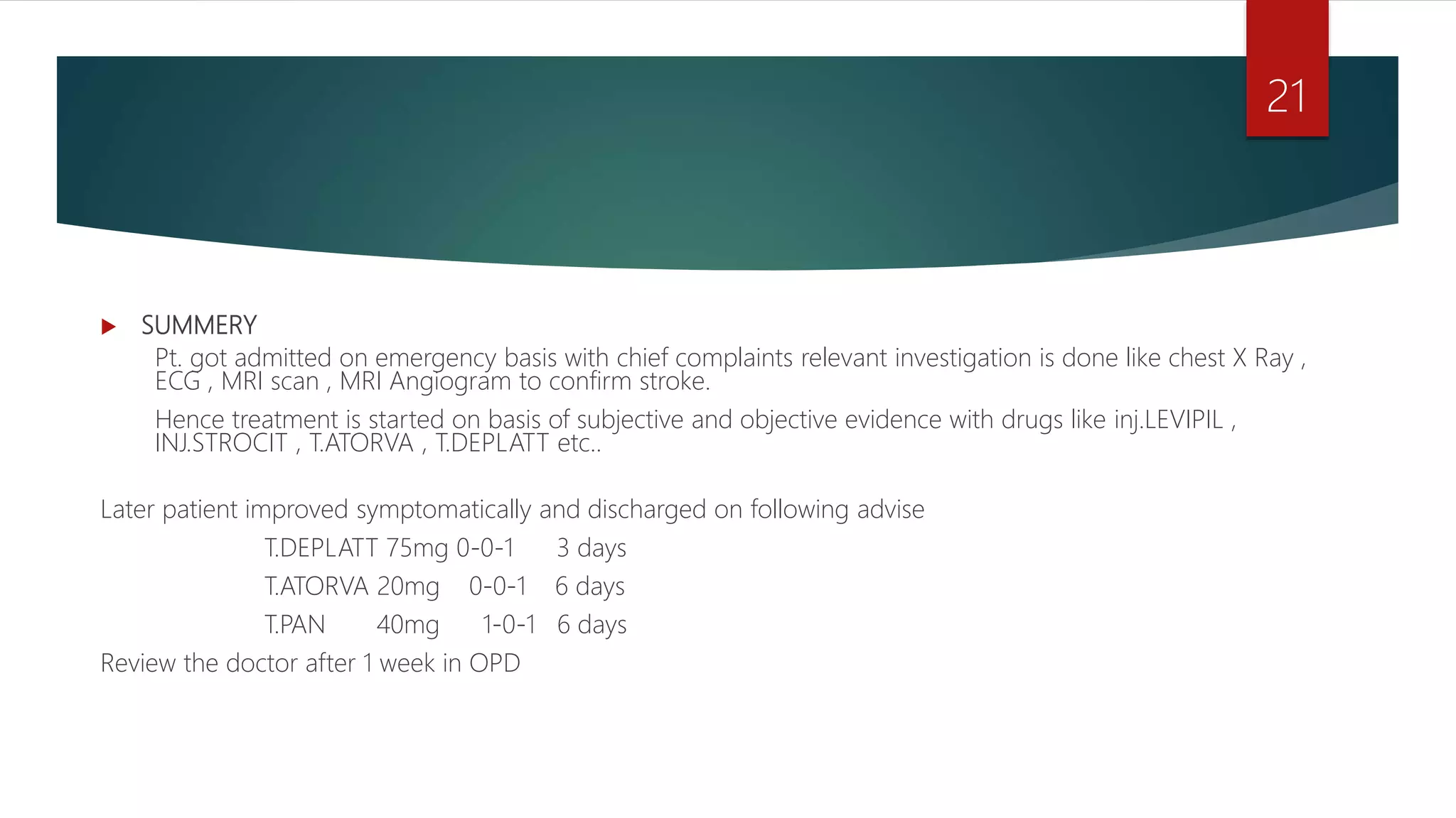 Case presentation on Cerebrovascular accident (Stroke) | PPTX