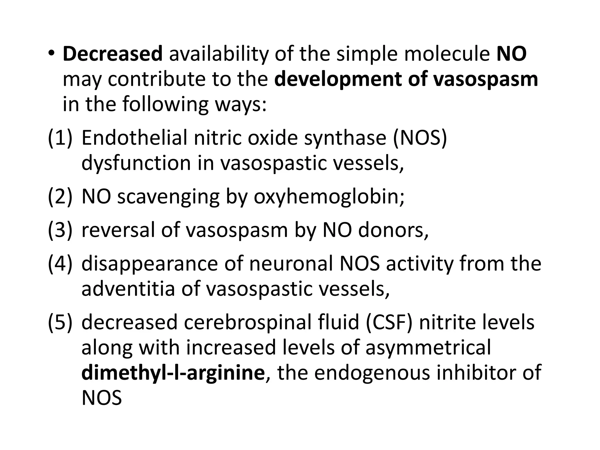 Cerebrovascular Vasospasm - Etiopathogenesis and Management | PPTX