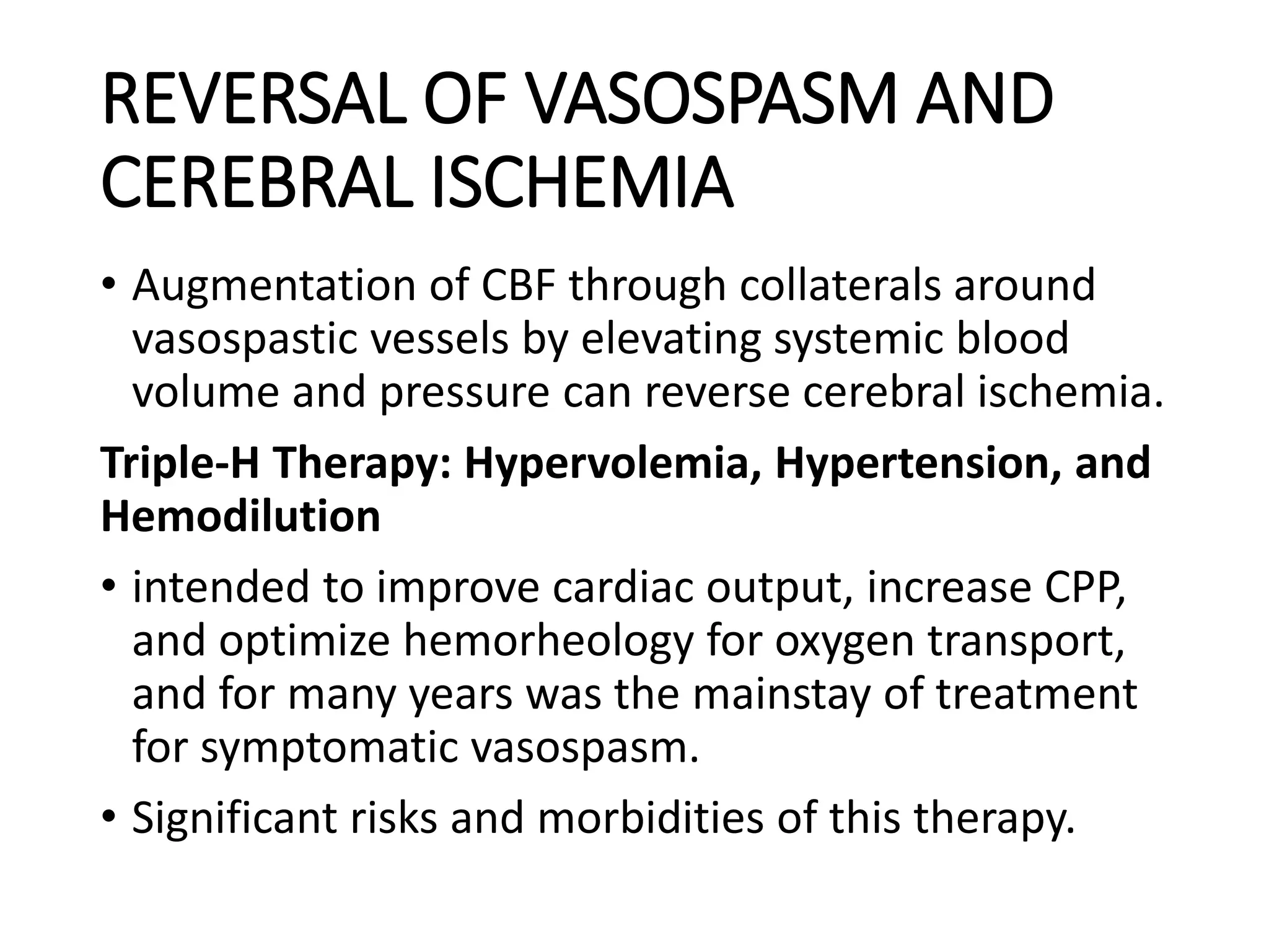 Cerebrovascular Vasospasm - Etiopathogenesis and Management | PPTX