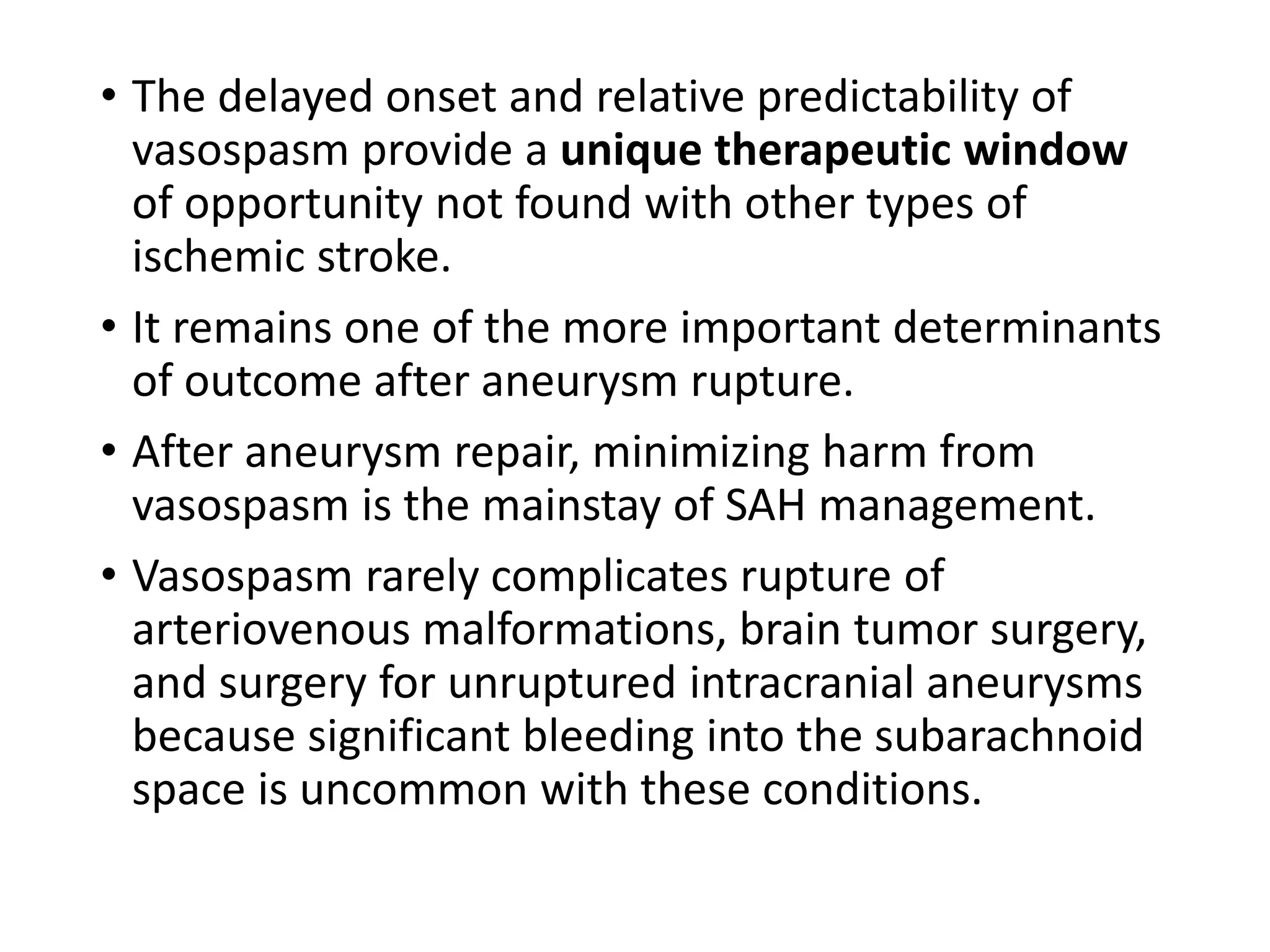 Cerebrovascular Vasospasm - Etiopathogenesis and Management | PPTX