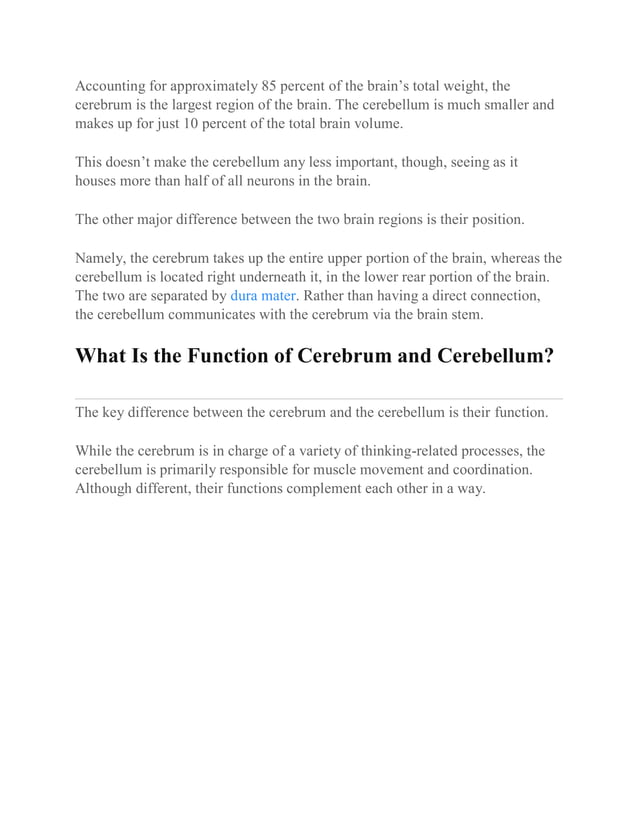 Cerebrum vs cerebellum | PDF | Brain and Nervous System Disorders ...