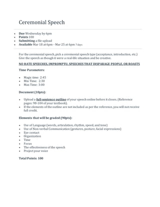 Ceremonial speech | PDF