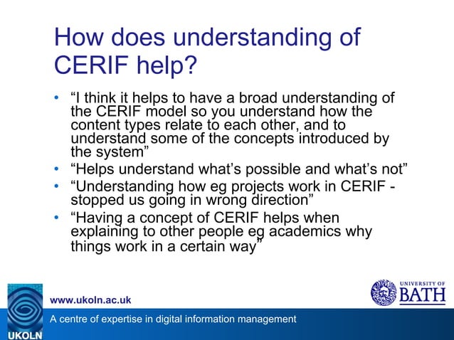 CERIF UK landscape (euroCRIS presentation) | PPT