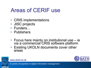 CERIF UK landscape (euroCRIS presentation) | PPT
