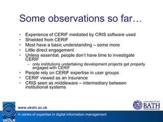 CERIF UK landscape (euroCRIS presentation) | PPT