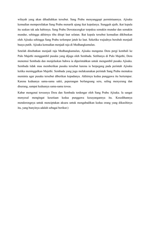 Cerita aji saka | DOCX