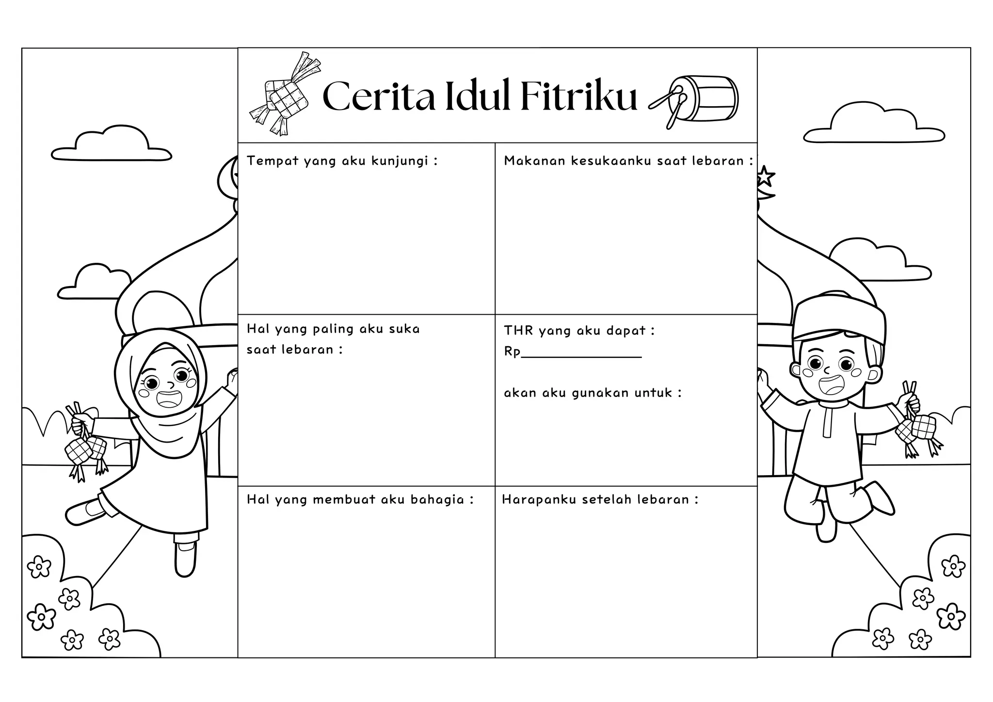 Worksheet Cerita Lebaran Mewarnai Gambar | PPT