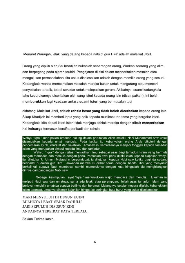 Cerita mtq nabi muhammad digua hira' | DOC