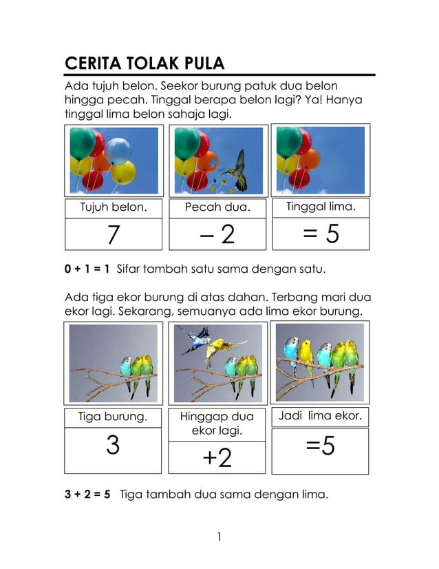 Cerita Nombor ( Tolak ) | PDF