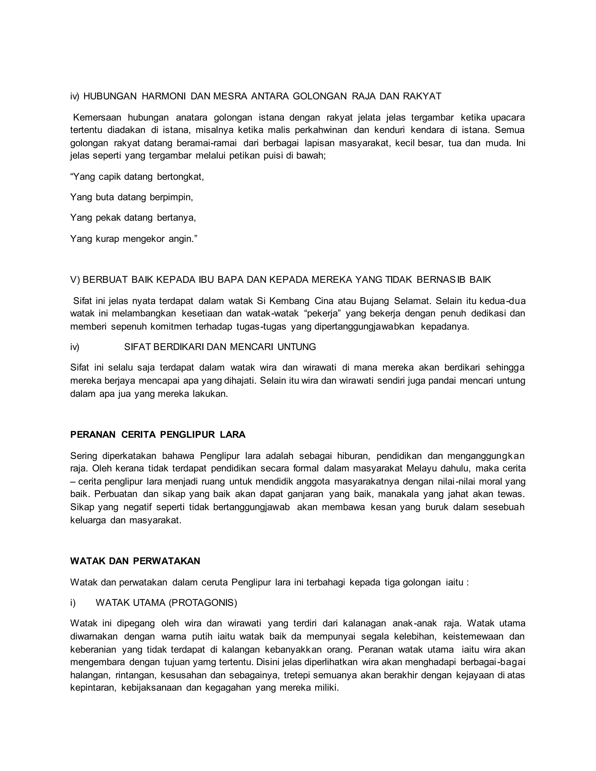 Cerita Penglipur Lara (SASTERA RAKYAT) | DOCX