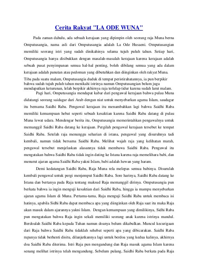 Cerita Rakyat La Ode Wuna