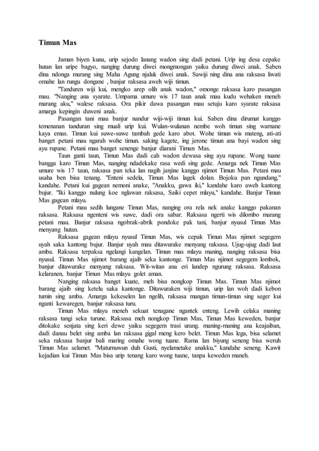 Cerita rakyat (timun mas) | DOCX