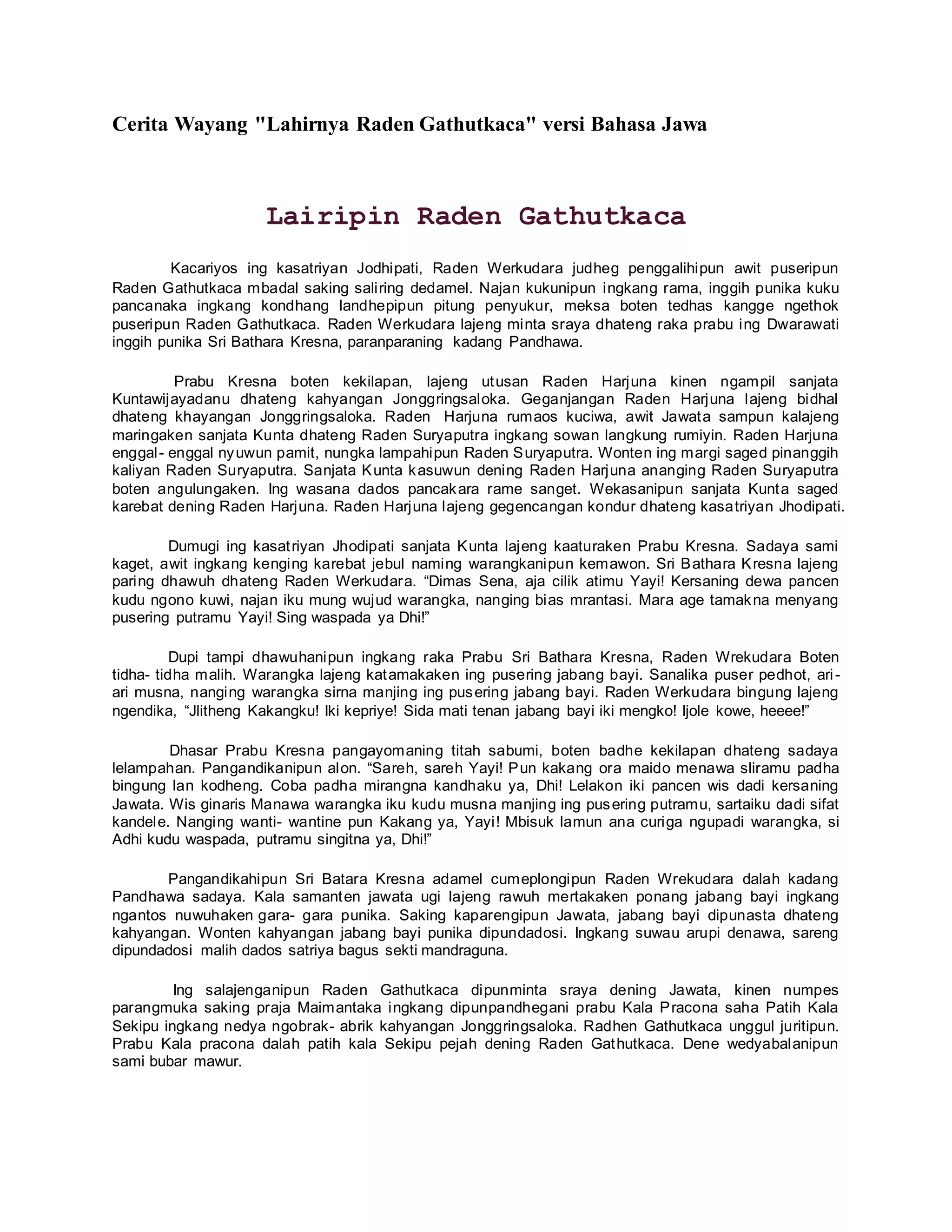 Cerita wayang | DOCX