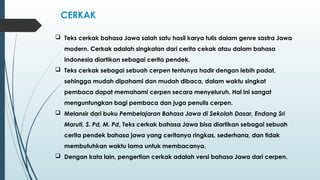 menulis cerkak, cara mnulis cerkak dan tekniknya | PPTX