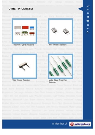 Cermet Resistronics Pvt. Ltd., India, Pune, Electrical Resistors | PDF