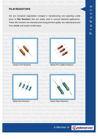 Cermet Resistronics Pvt. Ltd., India, Pune, Electrical Resistors | PDF