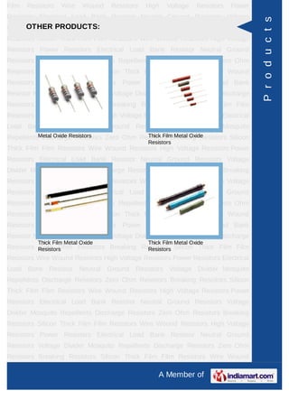 Cermet Resistronics Pvt. Ltd., India, Pune, Electrical Resistors | PDF