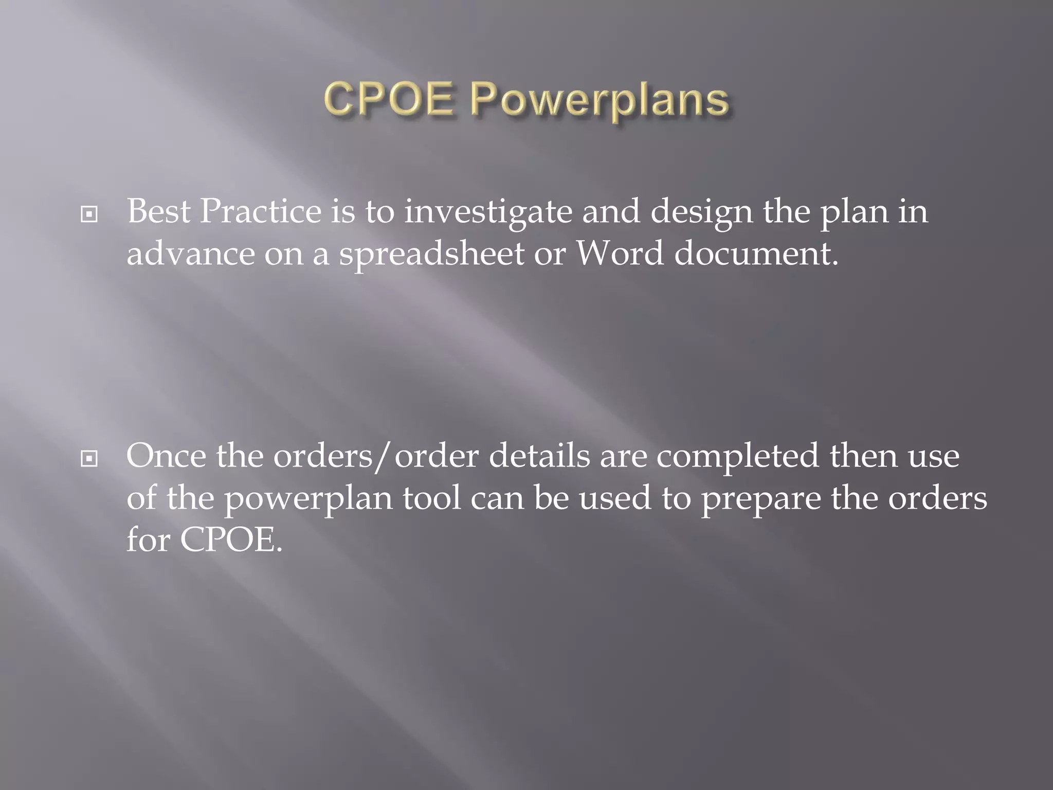 Cerner CPOE PowerPlan Builder 101 | PDF