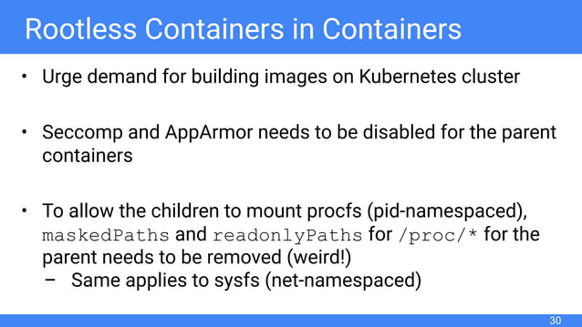 Rootless Containers & Unresolved issues | PDF