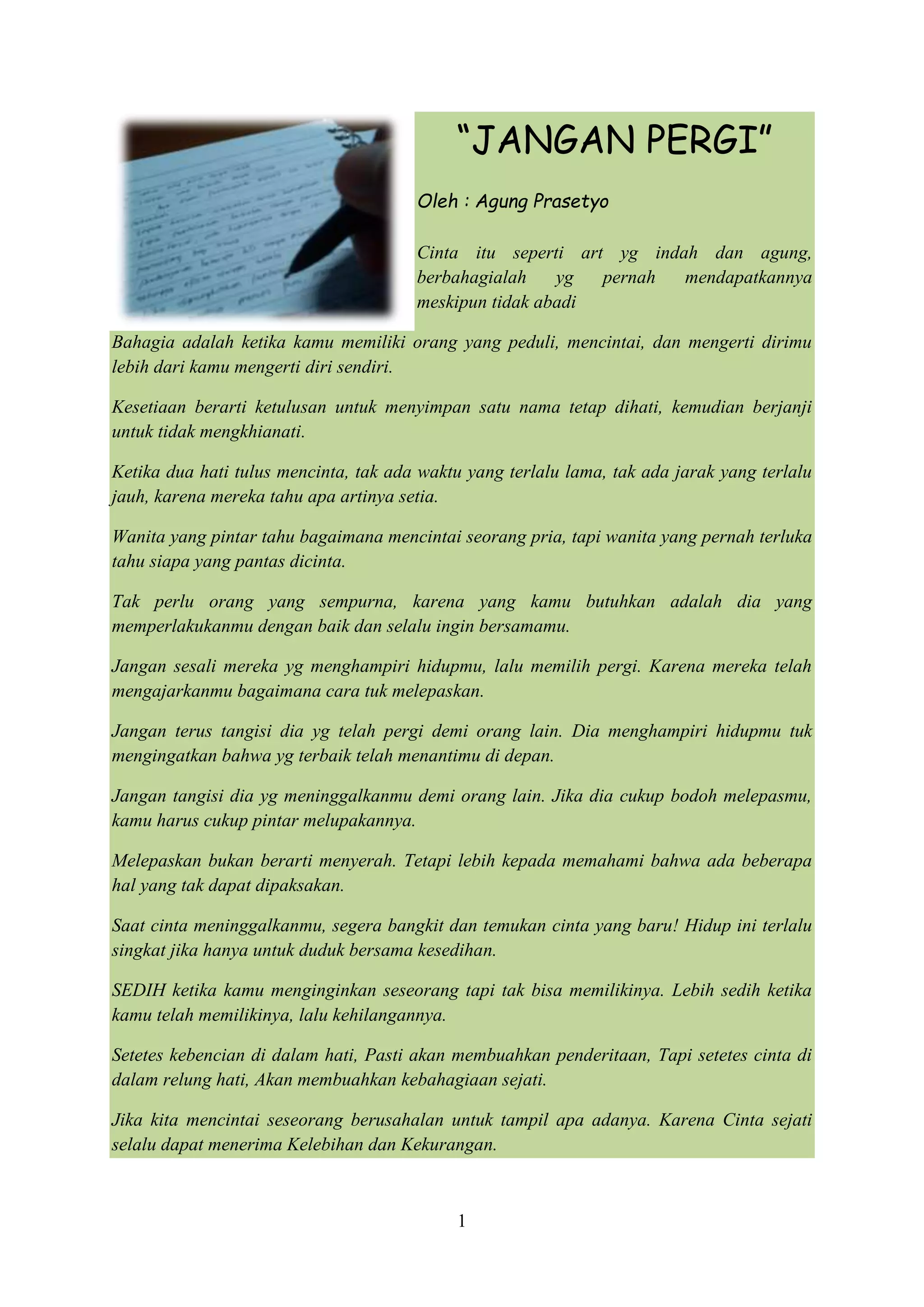 Cerpen jangan pergi | PDF