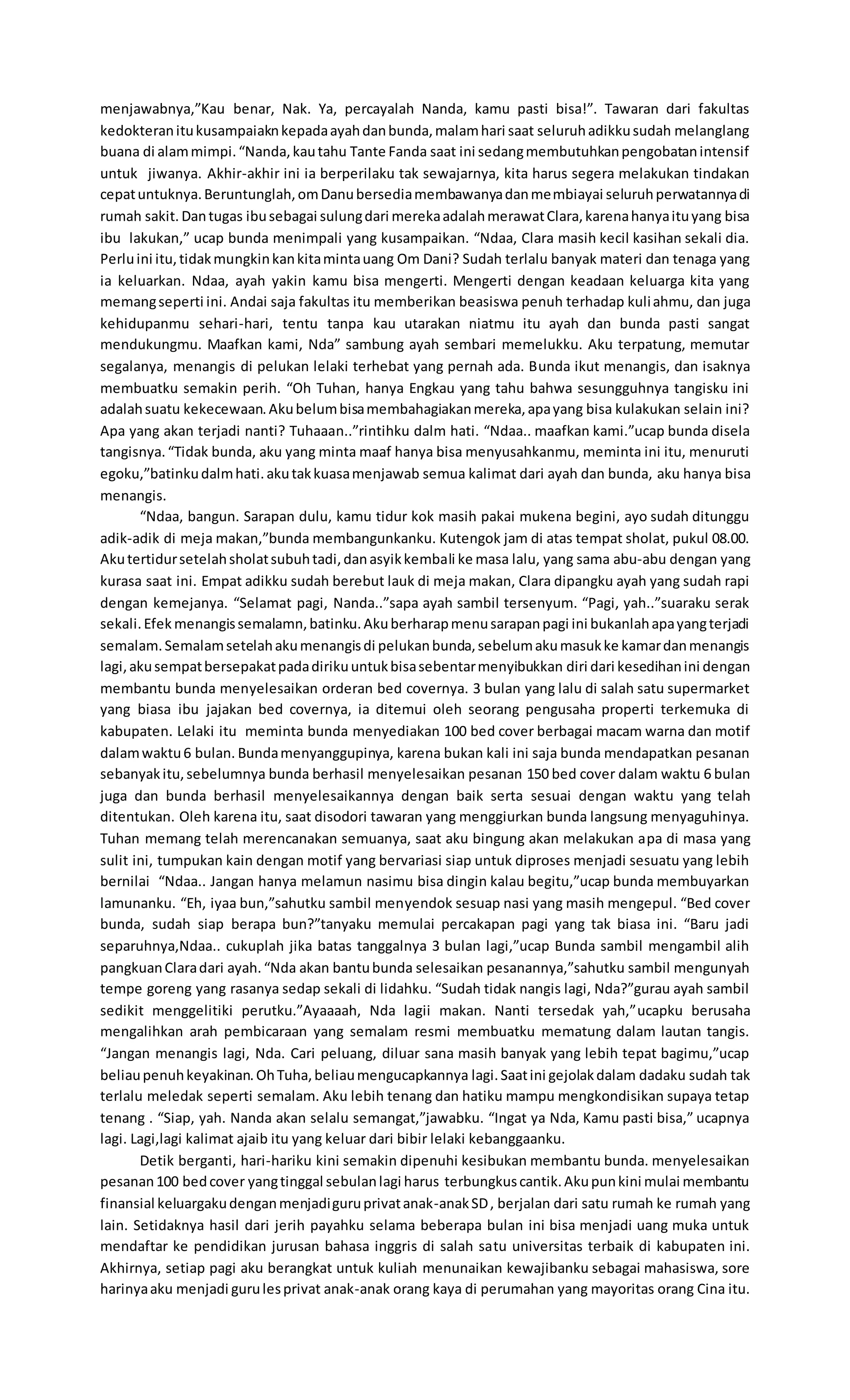 Cerpen "Meraih Mimpi" | DOCX