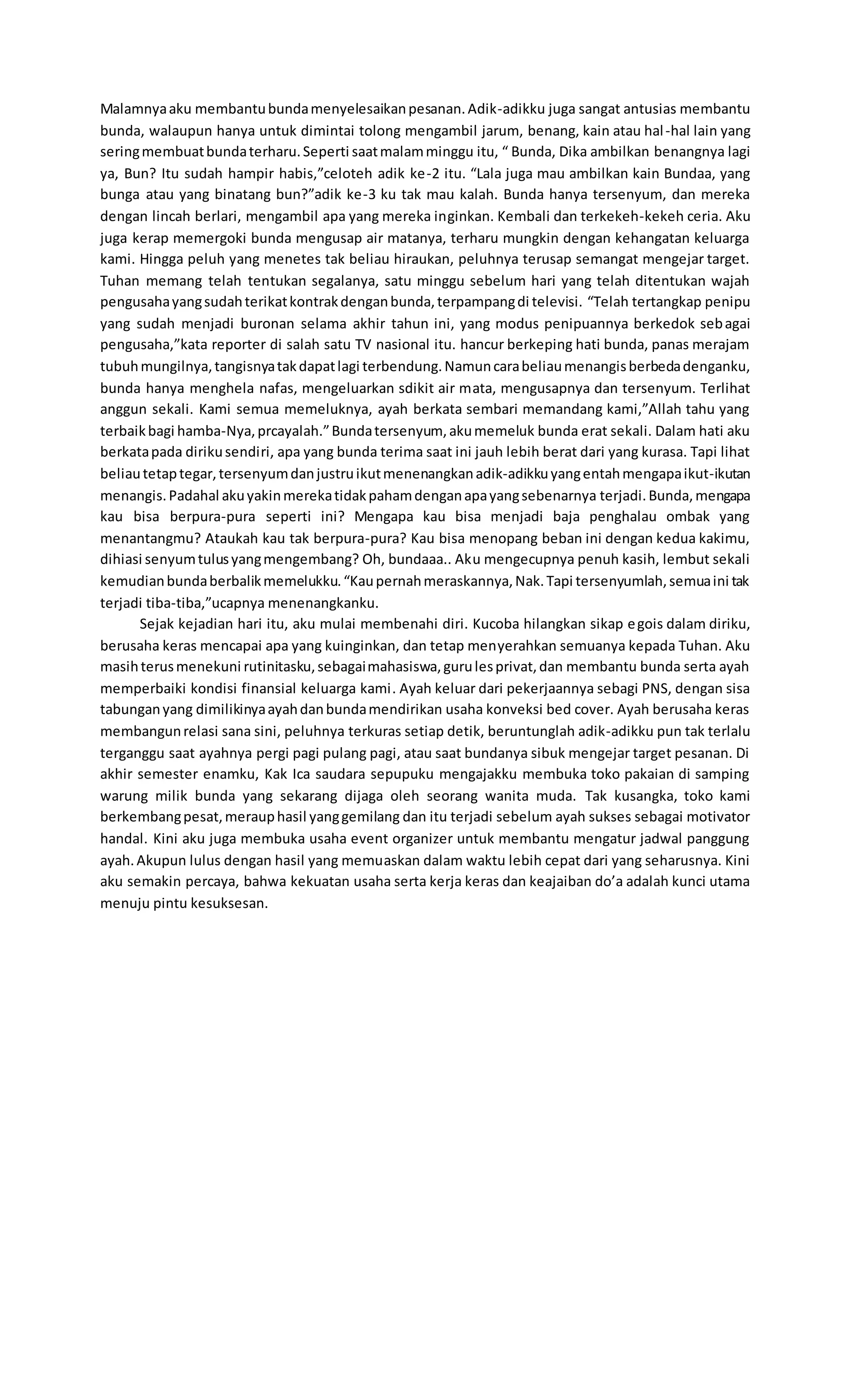 Cerpen "Meraih Mimpi" | DOCX