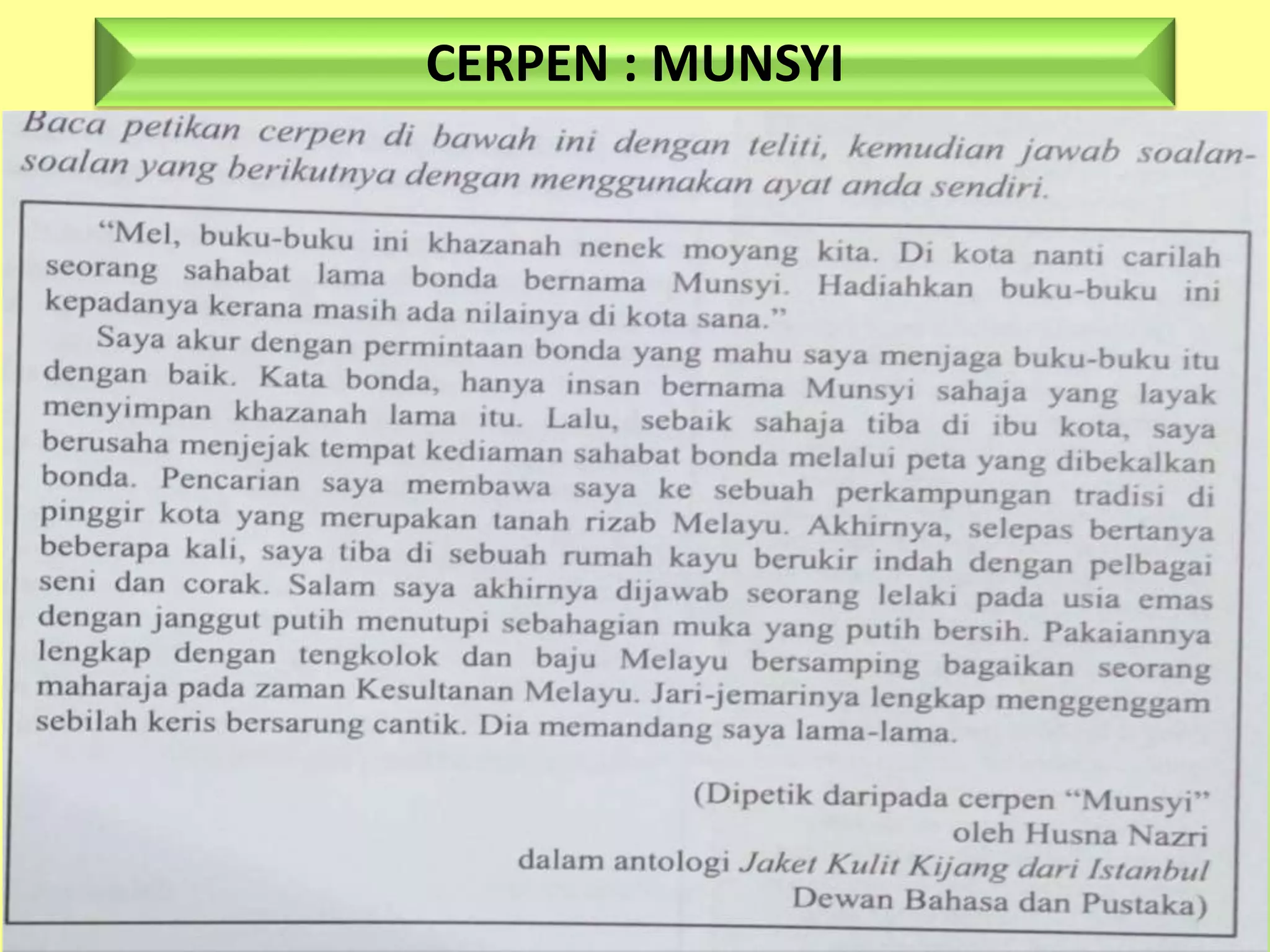 CERPEN MUNSYI - LATIHAN | PPTX