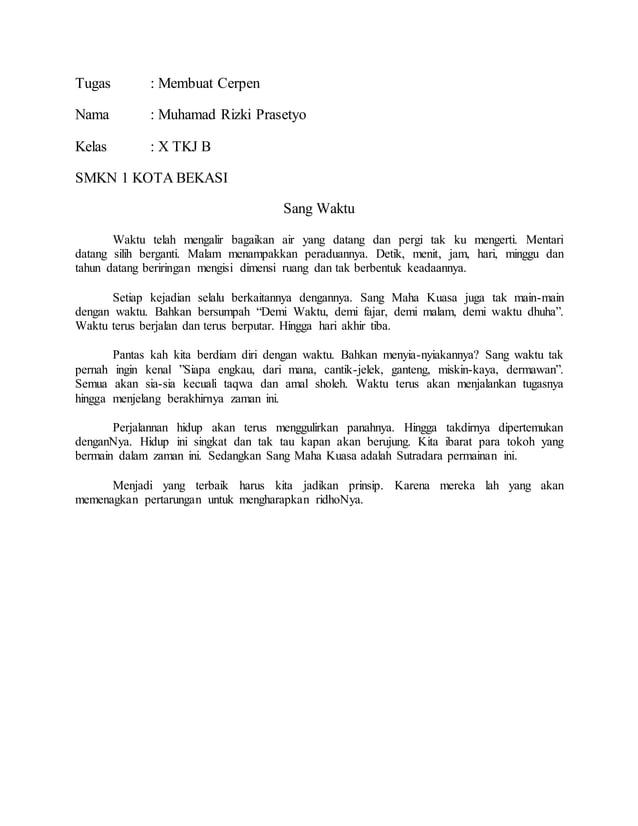 Cerpen (Sang Waktu) | DOCX