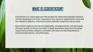 Ecocriticism: Literature and the Environment | PDF