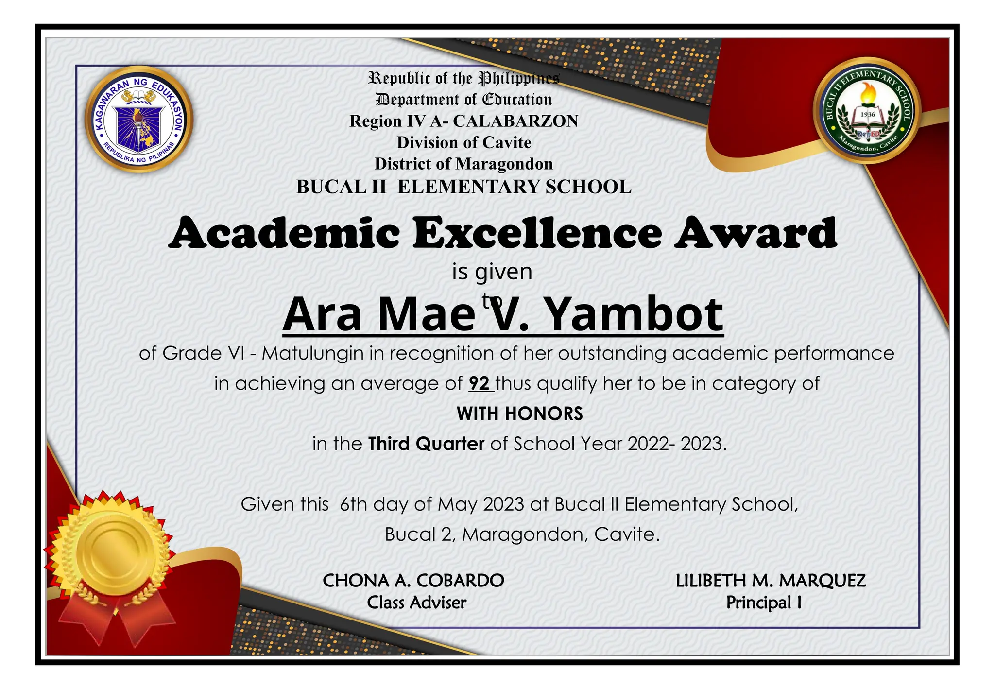 Quarterly Certificate for Recognition-A4 | PPT