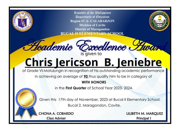 Quarterly Certificate for Recognition-A4 | PPT