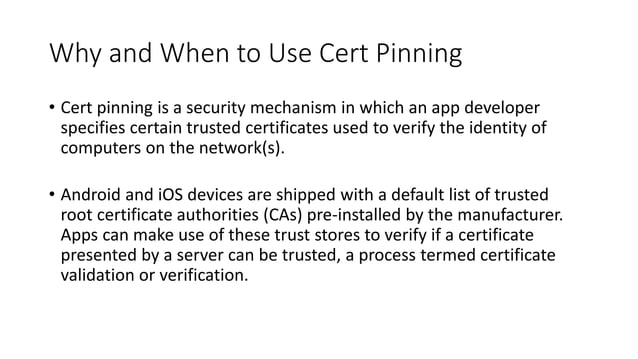 Certificate pinning in android applications | PPTX | Internet | Computing