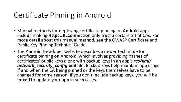 Certificate pinning in android applications | PPTX | Internet | Computing