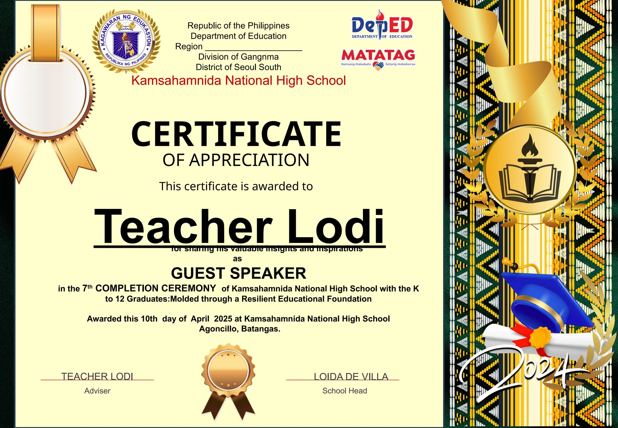 certificate for the Graduation Guest Speaker.pptx