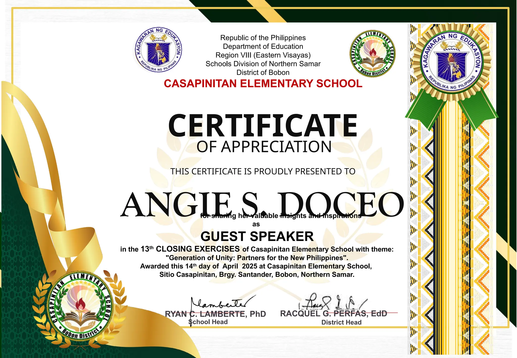 certificate for the Graduation Guest Speaker.pptx