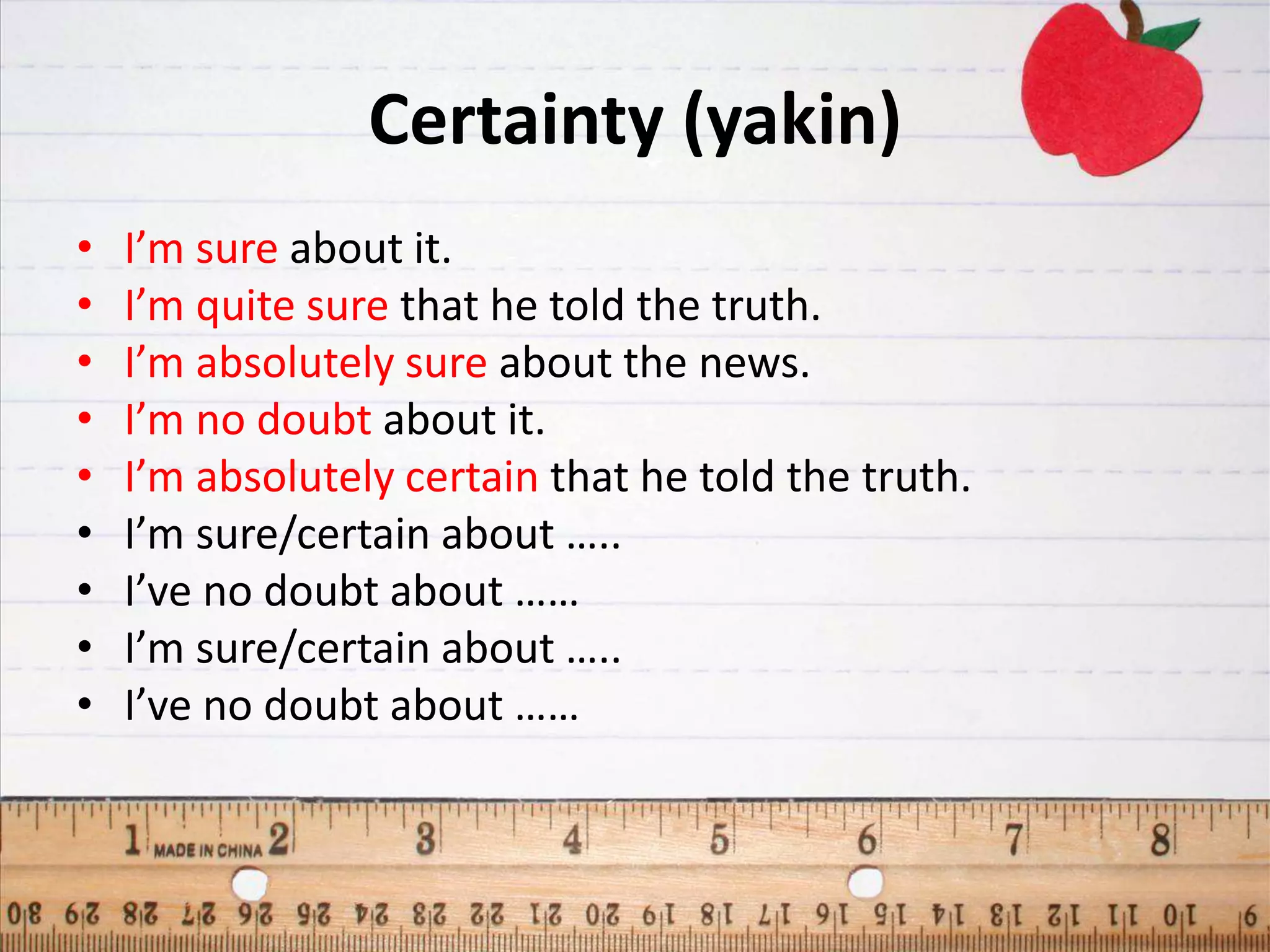 the expression of Certainty,doubt,repetition, and surprise. | PPTX