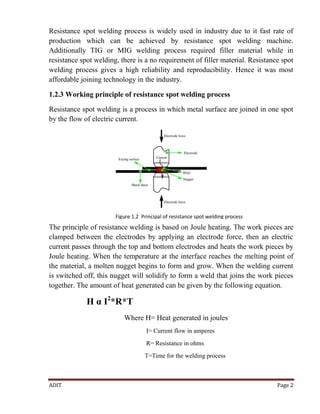 Resistance Spot Welding Final year project full report | PDF
