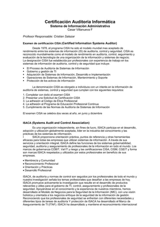Certificación auditoria informática | DOC