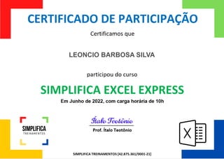 Certificado - Simplifica Excel Express T12.pdf