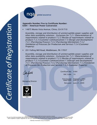 Certificado apc iso 9001 2000 | PDF | Business | Business and Finance