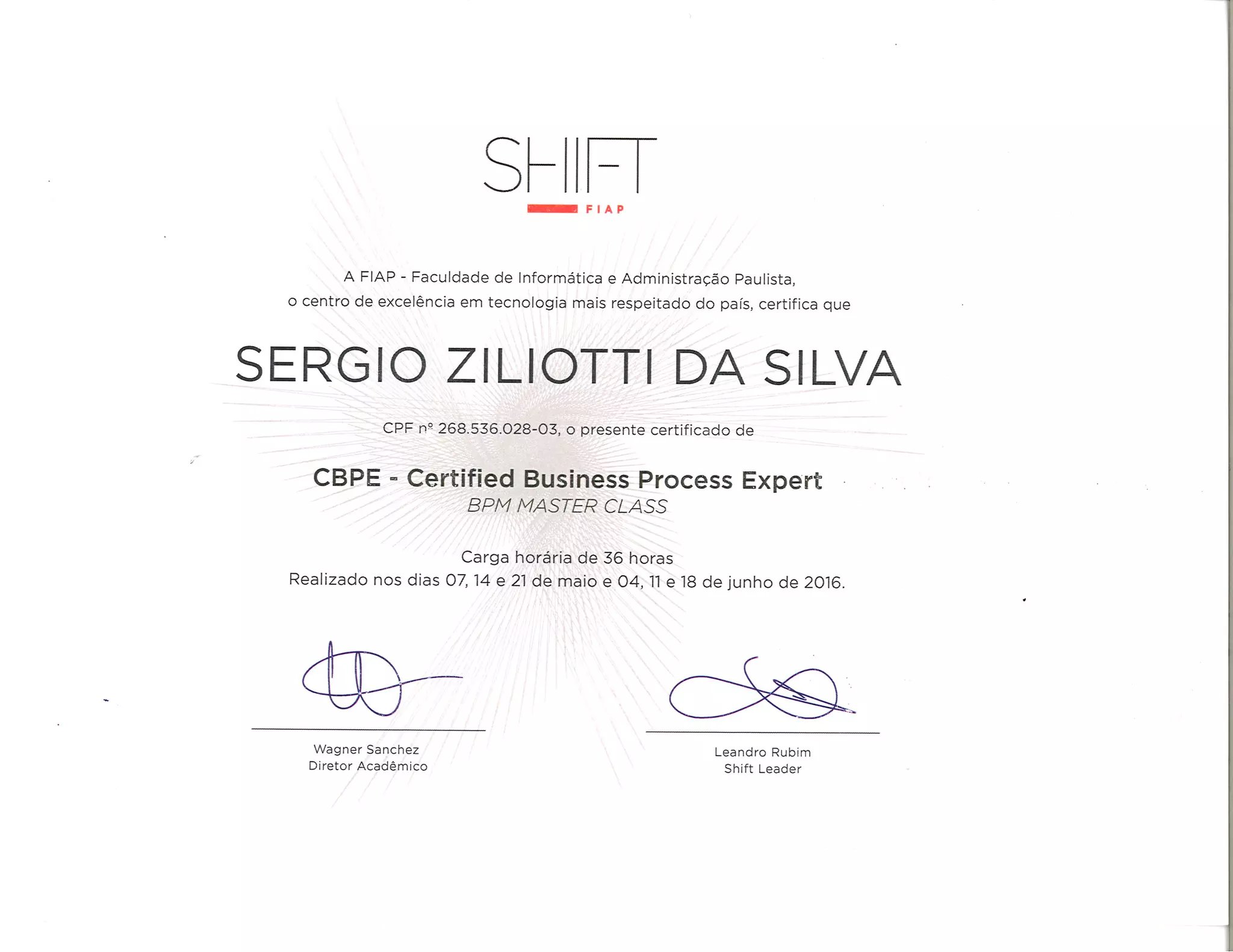 Certificado CBPE - BPM MasterClass | PDF