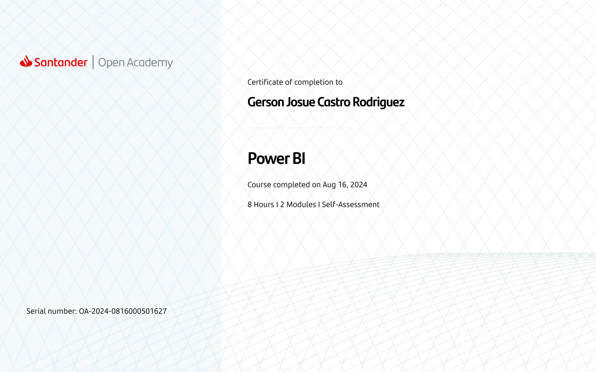 Certificado de Curso de Power BI Gerson | PDF