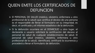 Certificado de defunción | PPTX