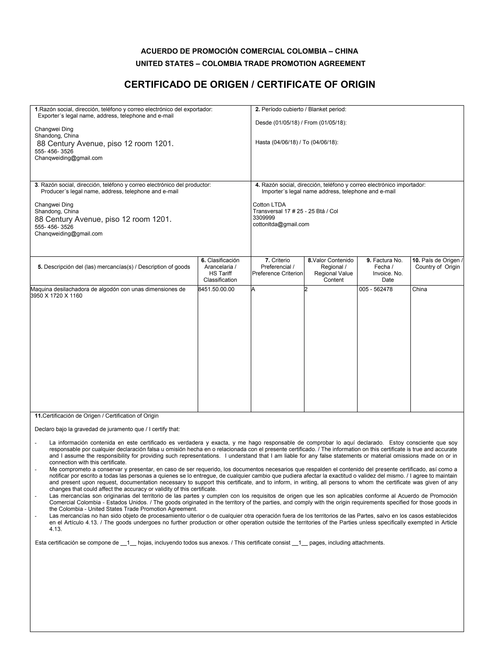 Certificado de origen | PDF