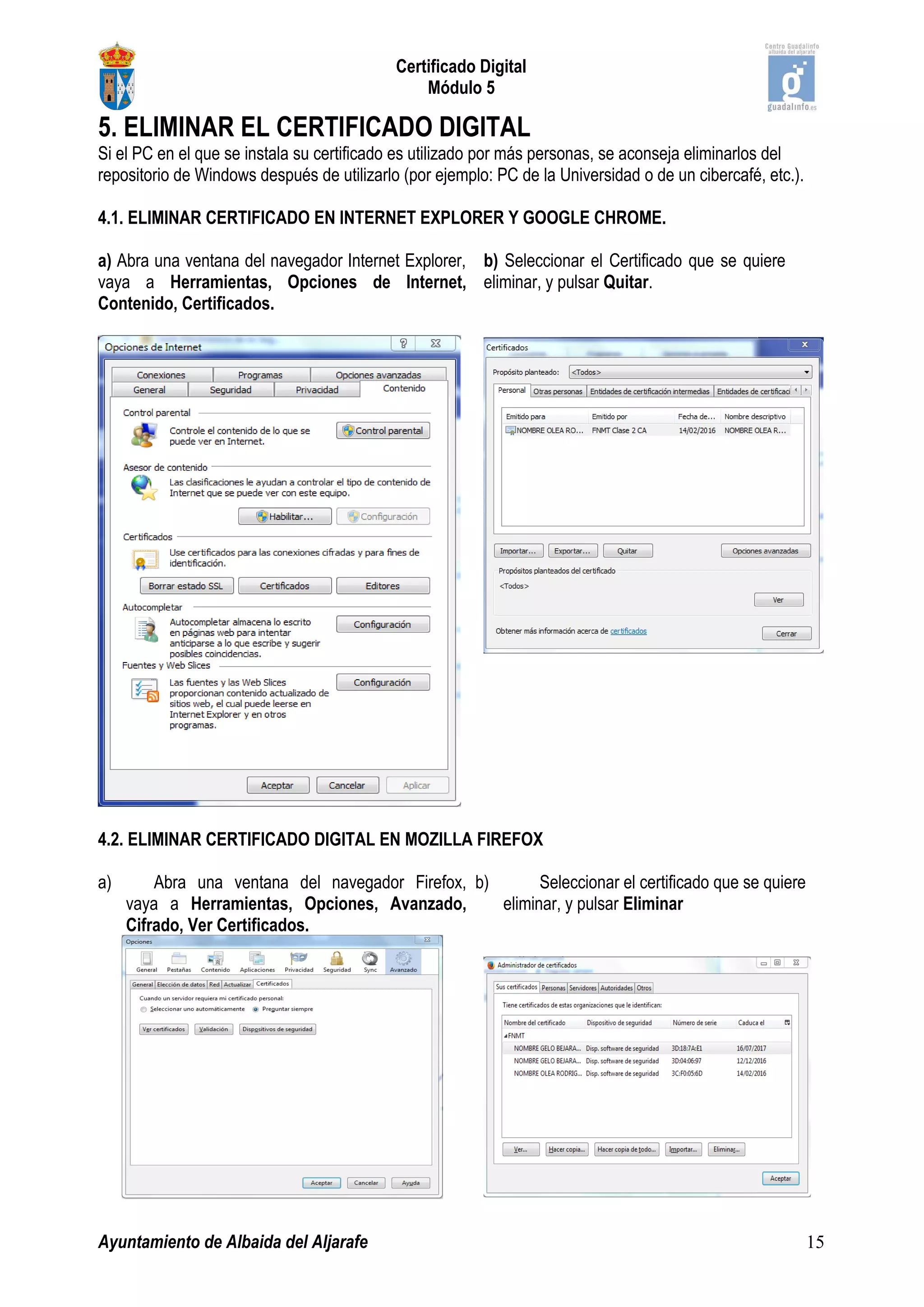 5. Como eleminar el Certificado Digital | DOC | Computing | Technology & Computing
