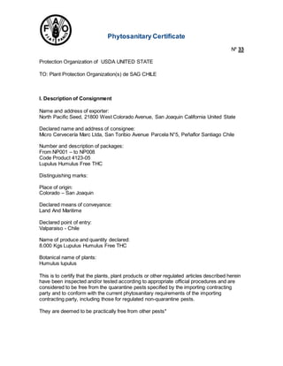 Certificado fitosanitario | PDF