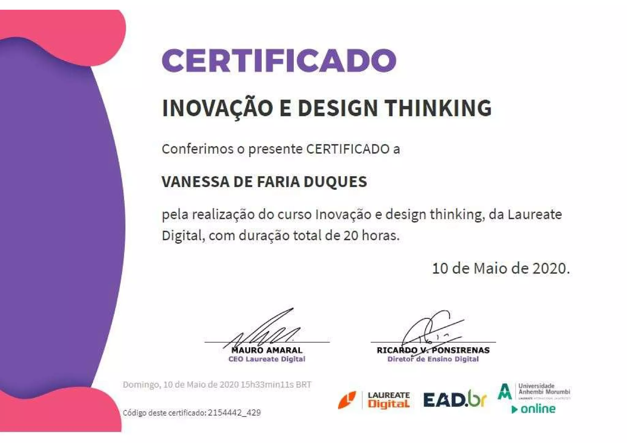 Certificado inovação e design thinking | PPT